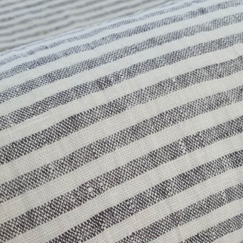 Lin lavé Alizé à rayures graphites et blanches